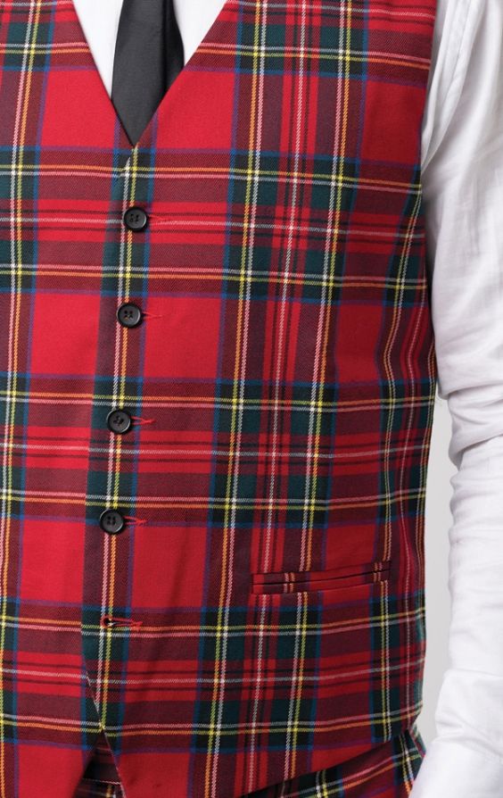 Dobell Red Tartan Plaid Vest | Dobell