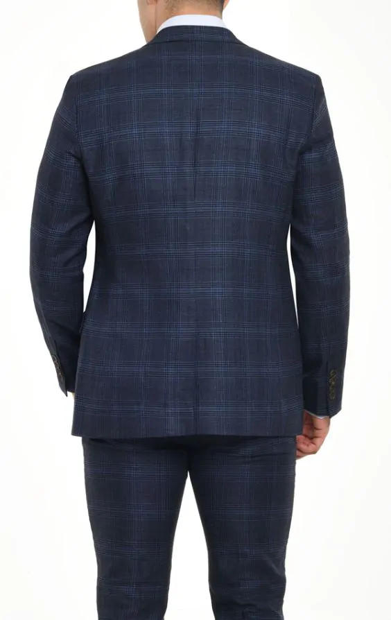 Dobell Blue Check Linen Jacket | Dobell
