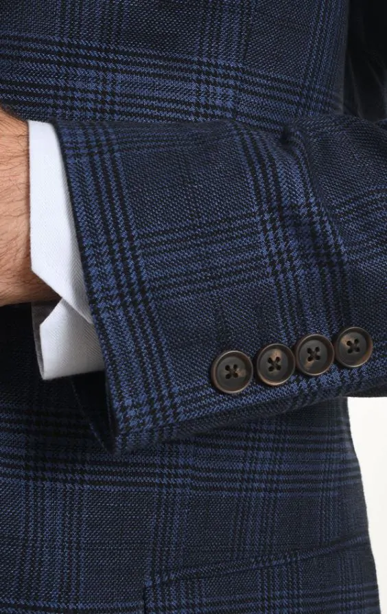 Dobell Blue Check Linen Jacket | Dobell