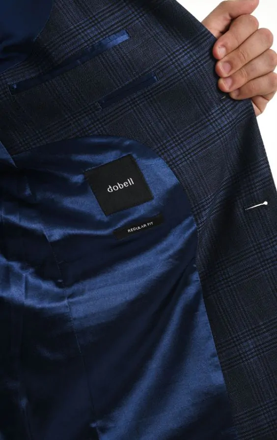 Dobell Blue Check Linen Jacket | Dobell