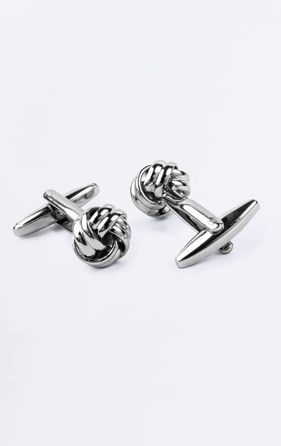 Silver Colored Large Knot Cufflinks | Dobell