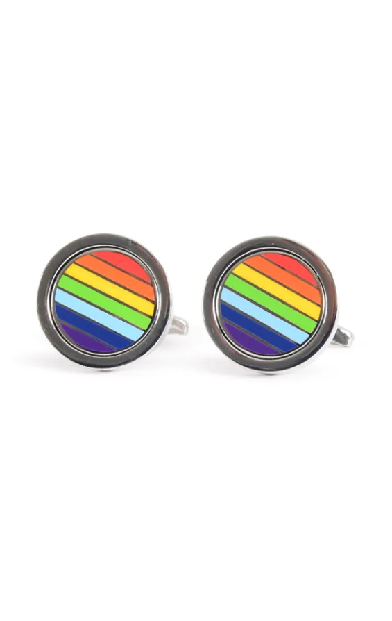Round Rainbow Cufflinks | Dobell