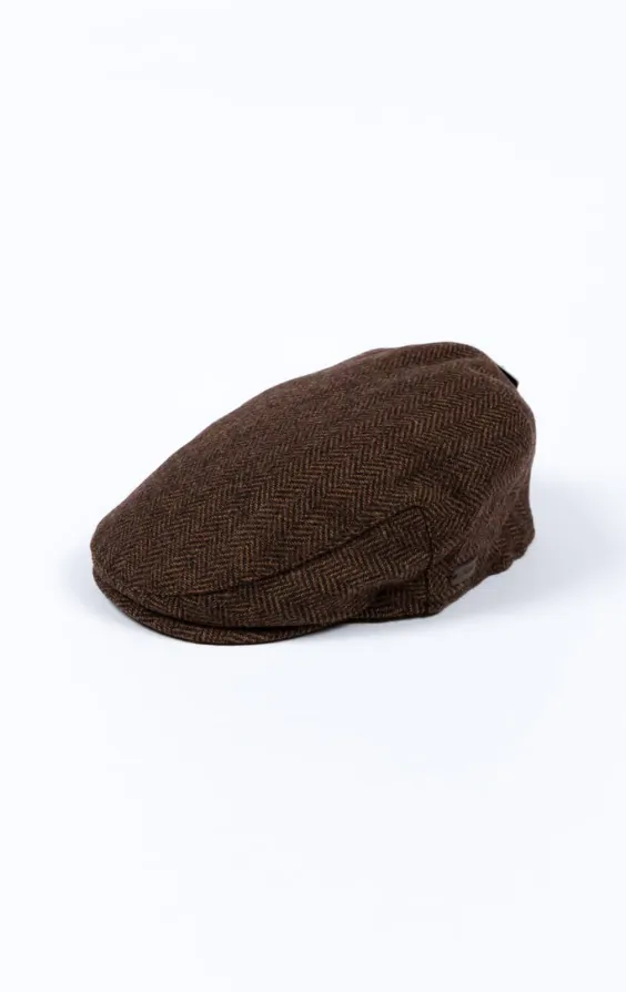 herringbone tweed cap