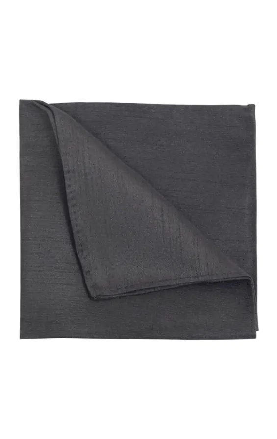 Dark Gray Dupion Handkerchief | Dobell