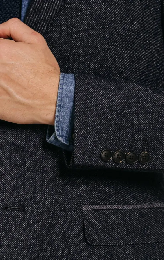 Denim Blue Twill Tweed Jacket | Dobell