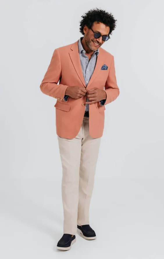 Coral Linen Twill Jacket | Dobell