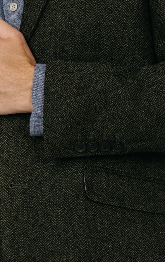 Green Herringbone Tweed Jacket | Dobell