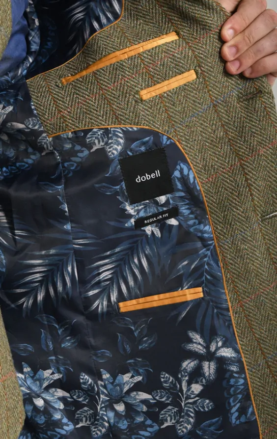 Dobell Green Windowpane Check Wool Blend Tweed Jacket | Dobell