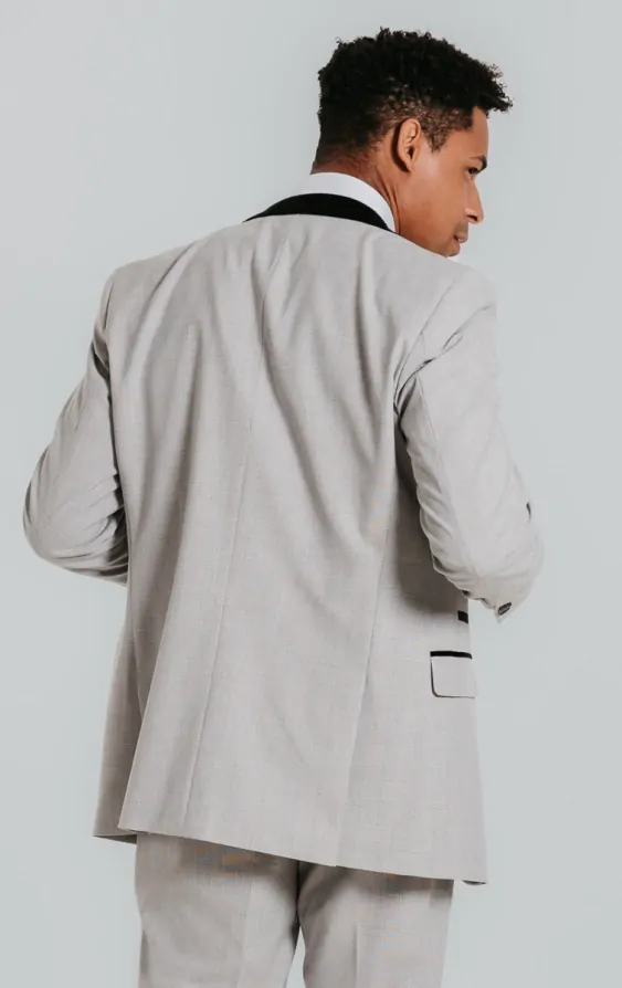 Dobell Light Grey Check Suit with Contrast Trims | Dobell