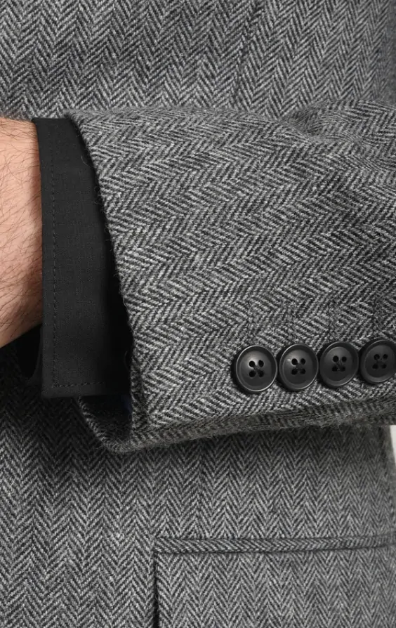 Dobell Grey Herringbone Slim Fit Suit Jacket | Dobell