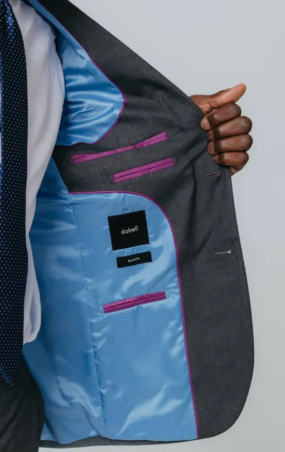 Dobell Grey Slim Fit Suit Jacket | Dobell