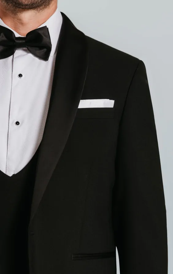 Secret Agent Black 2 Piece Tuxedo, Tuxedo Shirt, Bow Tie | Dobell