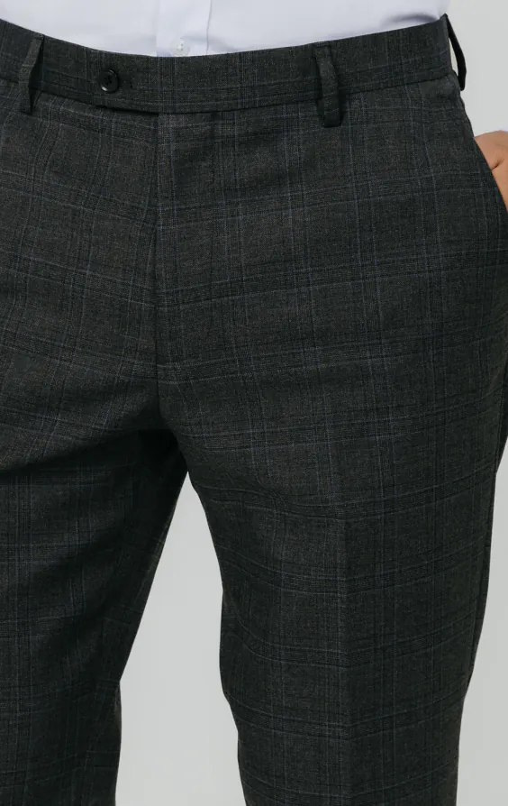 Charcoal Windowpane Suit Pants | Dobell