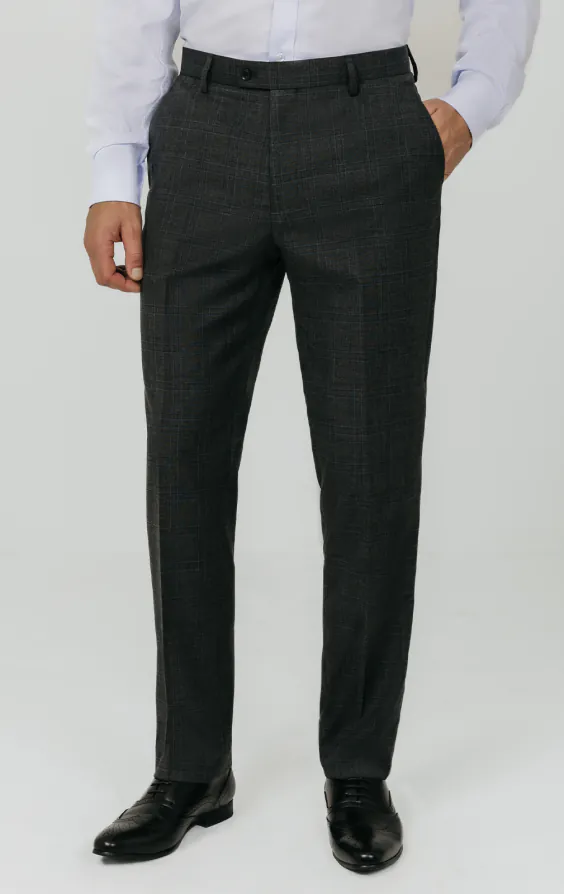Charcoal Windowpane Suit Pants | Dobell