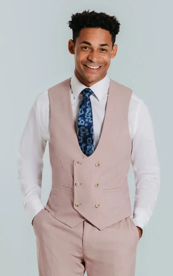 Dobell Dusty Pink Double Breasted Vest | Dobell