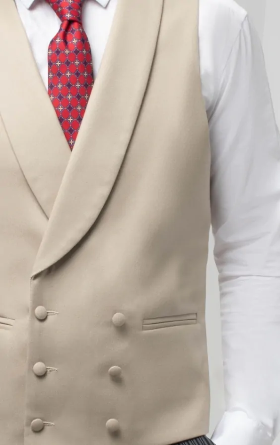 Luxury 100% Wool Gold/Buff Double Breasted Morning Suit Vest | Dobell