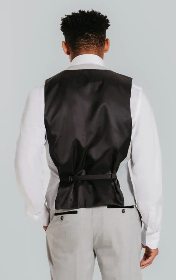 Dobell Light Grey Check Vest with Contrast Trims | Dobell