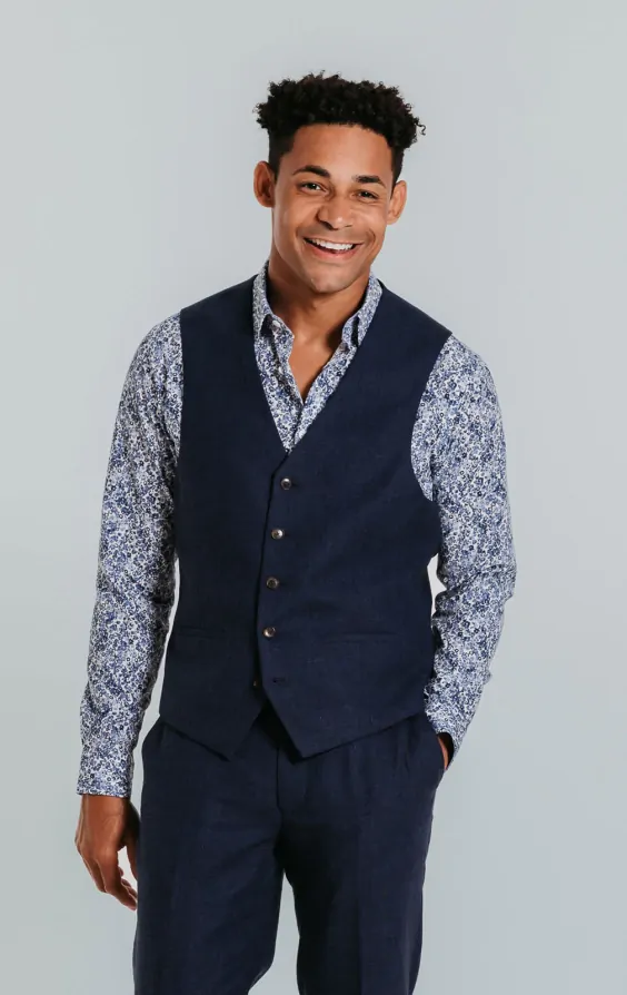 Navy Linen Suit | Dobell
