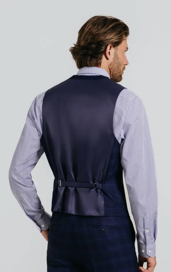 Navy with Blue Overcheck Vest | Dobell