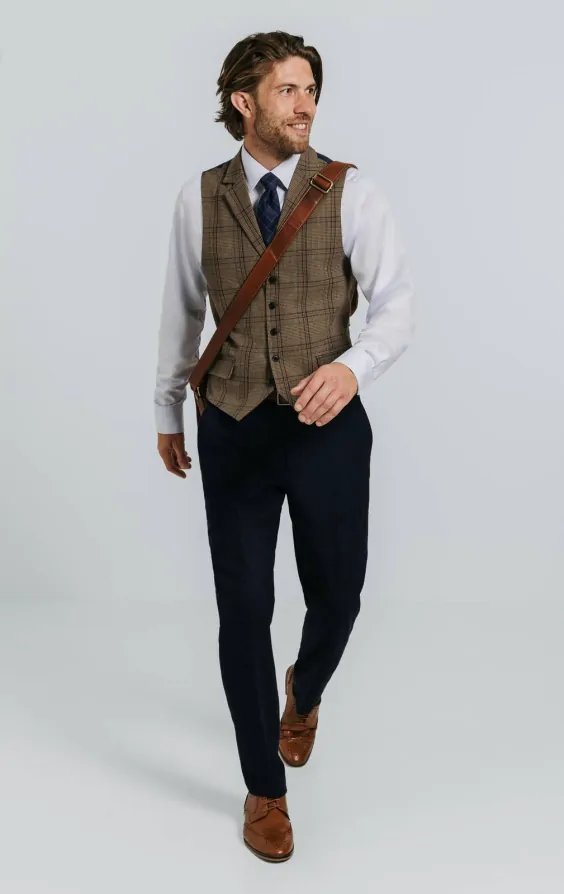 Brown Bold Check Vest | Dobell