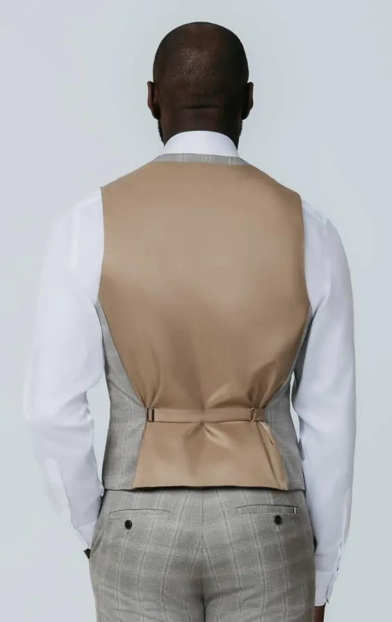 Taupe Check Vest | Dobell