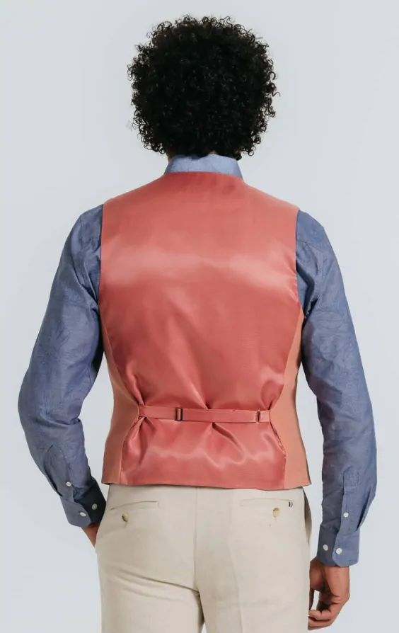 Coral Linen Twill Vest | Dobell