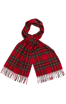 Red Royal Stewart Tartan Wool Scarf | Dobell